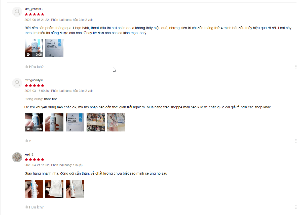 [Review] Xịt Giảm Rụng, Kích Mọc Tóc Minoxidil Bailleul 2% và 5% – Chọn Mua Thông Minh